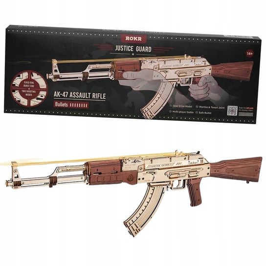 Robotime Drewniana Zabawka Do Złożenia Pistolet Karabin Ak-47 Na Gumki ...