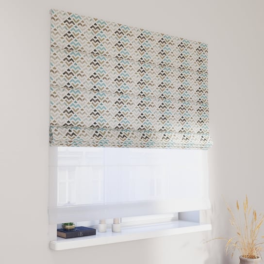 Roleta rzymska Duo, wzór geometryczny w odcieniach pastelowego błękitu ...