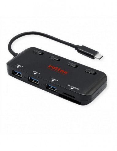 ROLINE Hub USB 3.2 Gen 1, 3 porty, kabel połączeniowy typu C, z ...