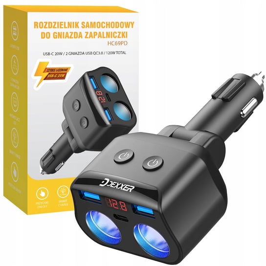 Rozdzielacz Gniazda Zapalniczki 12-24V 3XUSB Qc Pd Hc69Pd - Inna marka | Motoryzacja EMPIK