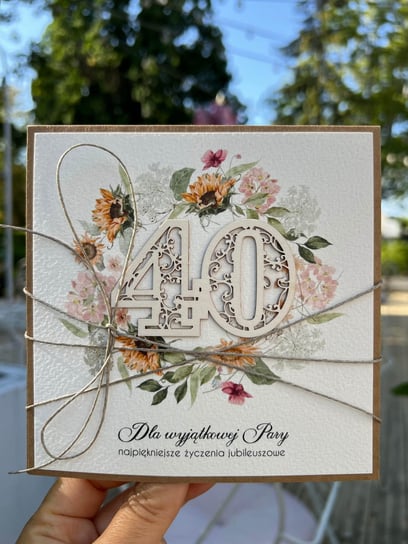 Rustykalna kartka na 40. rocznicę ślubu - czterdziesta rocznica ślubu ...