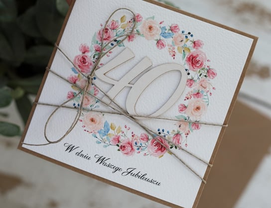 Rustykalna kartka życzenia z okazji 40. rocznicy ślubu - czterdziesta rocznica ślubu - pomysł na ...