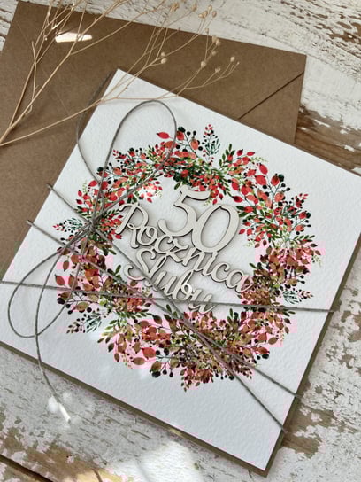 Rustykalna kartka życzenia z okazji 50. rocznicy ślubu - pięćdziesiąta rocznica ślubu - pomysł ...