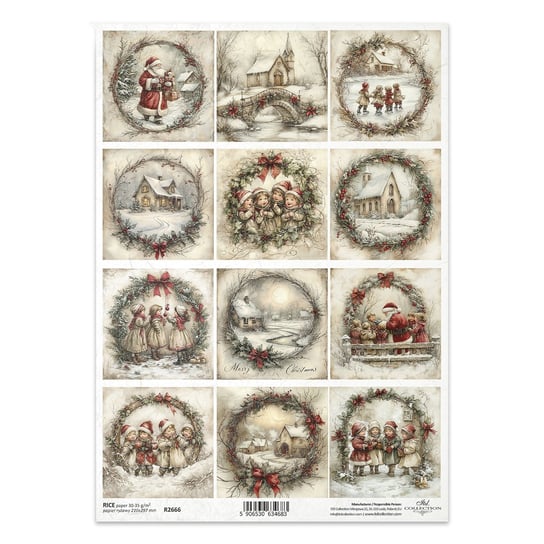 RYŻOWY PAPIER do decoupage A4 R2666 Święty Mikołaj, dzieci, Boże ...