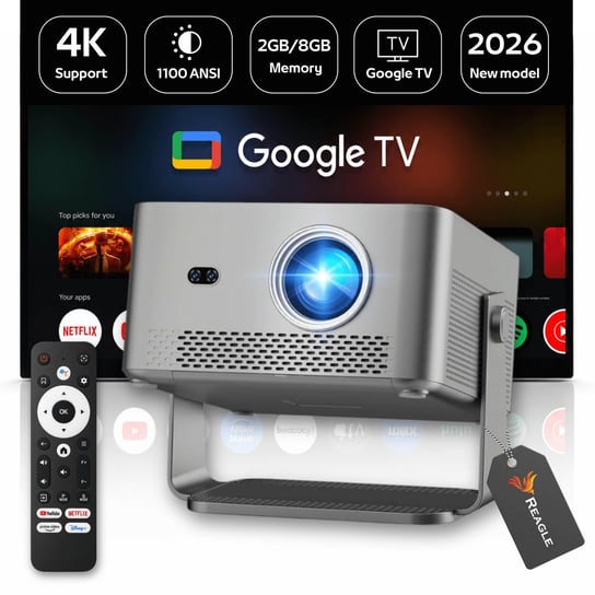 RZUTNIK PROJEKTOR LED 1100 ANSI 4K 140" GOOGLE TV 14 SMART WiFi HDR10 ...