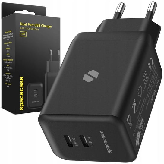 SC USB Charger 45W GaN SC006B black - Spacecase | Sklep EMPIK.COM