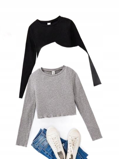 SHEIN BLUZKI DZIECIĘCE PRĄŻKOWANE Z DŁUGIM RĘKAWEM 3PAK 140-146 1LA ...