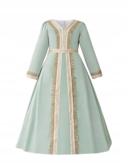 SHEIN ELEGANCKA SUKIENKA MIDI Z DŁUGIM RĘKAWEM I KORONKĄ 98-104 1GB ...