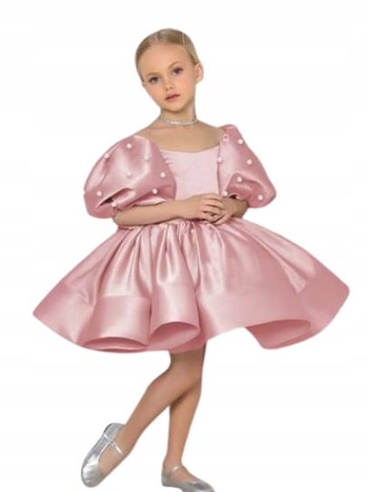 SHEIN RÓŻOWA SUKIENKA MINI Z PEREŁKAMI I BUFKAMI 104-110 1GB - Shein ...
