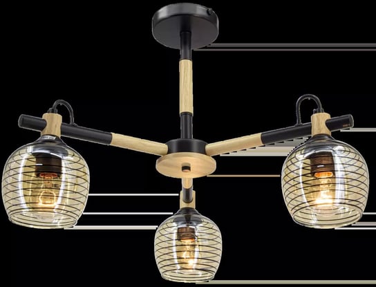 Skandynawska lampa sufitowa ELM2203/3 BL JD czarna drewno - Mdeco | Sklep EMPIK.COM