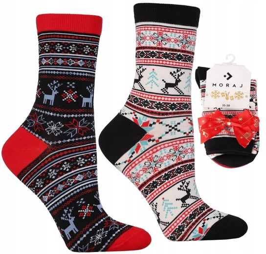Skarpetki Świąteczne Bawełniane 2-PARY SKARPETY NA PREZENT MORAJ 38-41 - Moraj | Moda Sklep ...