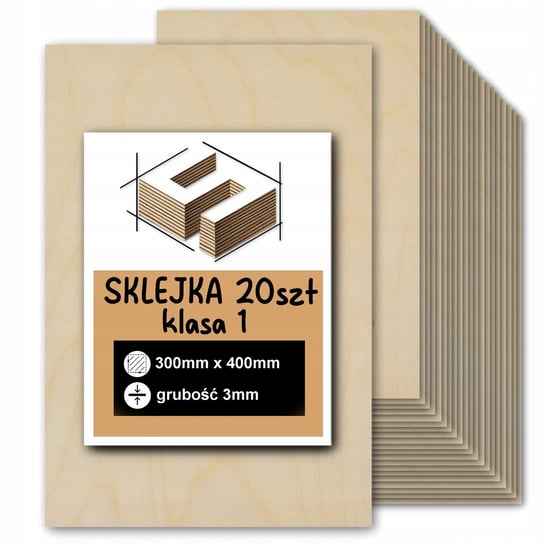 SKLEJKA 3mm FORMATKA DO LASERA CNC GRAWER 30x40cm 300x400mm KLASA 1 20 SZT - sklejkowo_eu ...
