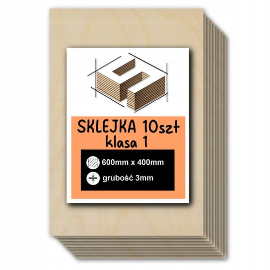 SKLEJKA 3mm FORMATKA DO LASERA CNC GRAWER 40x60cm 400x600mm KLASA 1 10 SZT - sklejkowo_eu ...