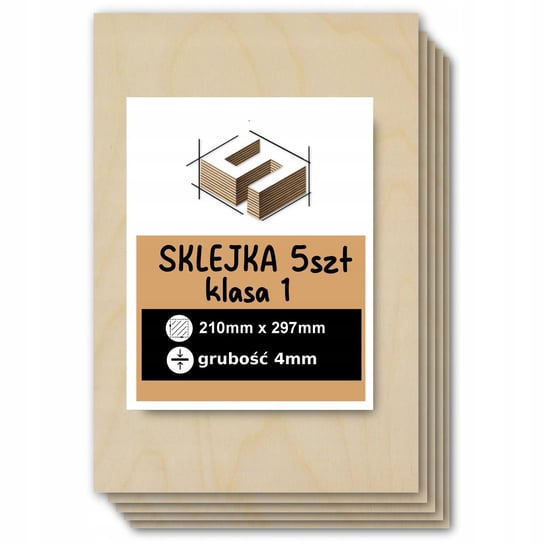 SKLEJKA 4mm FORMATKA DO LASERA CNC GRAWER 21x29.7cm 210x297mm A4 Kl 1 5szt - sklejkowo | Sklep ...