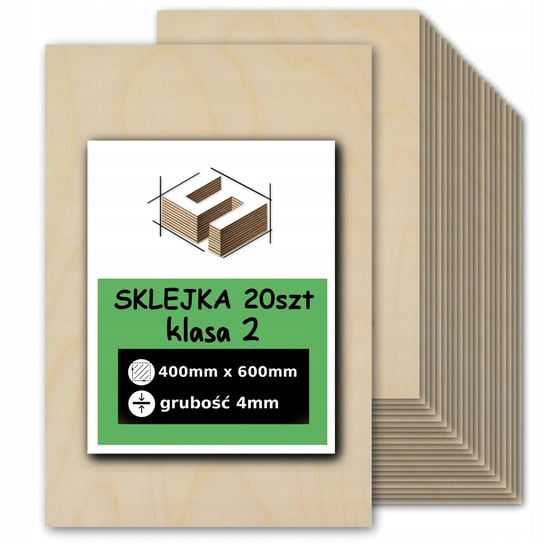 SKLEJKA 4mm FORMATKA DO LASERA CNC GRAWER 40x60cm 400x600mm Klasa 2 20 szt - sklejkowo | Sklep ...