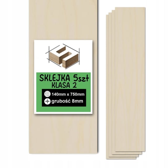SKLEJKA 8mm FORMATKA DO LASERA CNC GRAWER 14x75cm 140x750mm 5 SZT KLASA 2 - sklejkowo_eu | Sklep ...