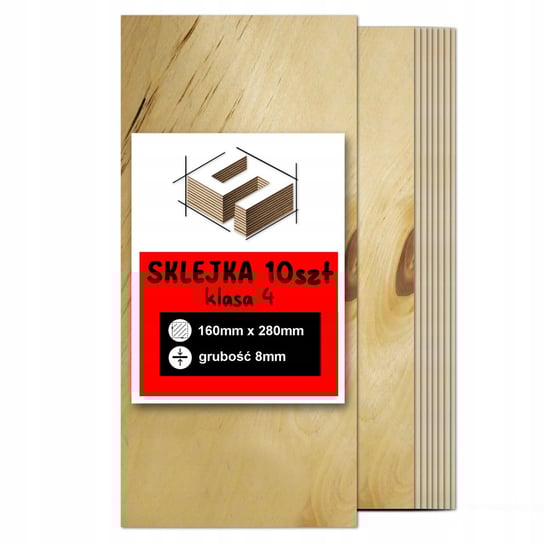 SKLEJKA 8mm FORMATKA DO LASERA CNC GRAWER 16x28cm 160x280mm Klasa 4 -10 szt - sklejkowo_eu ...