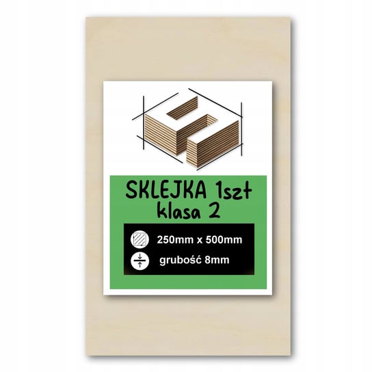 SKLEJKA 8mm FORMATKA DO LASERA CNC GRAWER 25x50cm 250x500mm KLASA 2 -1 SZT - sklejkowo_eu ...