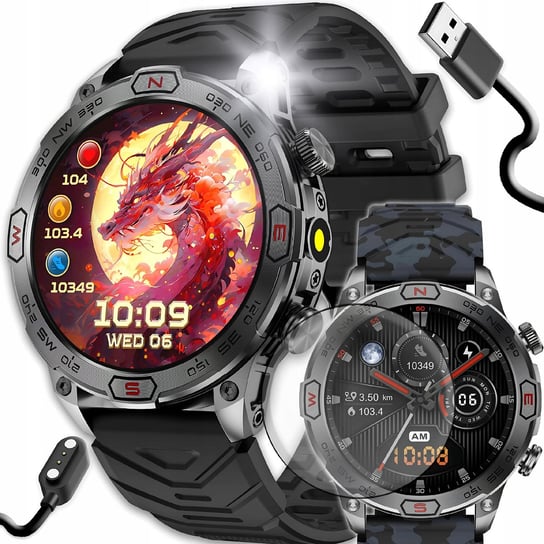 SMARTWATCH MĘSKI GPS WODOODPORNY SPORT SMART WATCH ROZMOWY PULS BP MENU ...