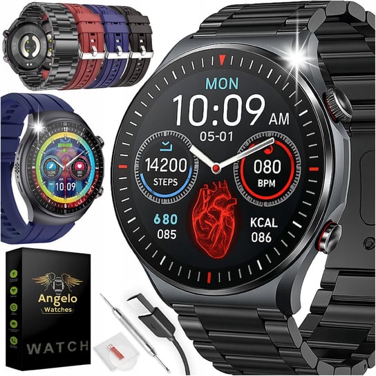 SMARTWATCH MĘSKI POMIAR CUKRU EKG SKŁAD KRWI ROZMOWY MENU POLSKIE 4 ...