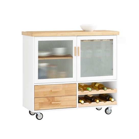 SoBuy Szafka Wózek Wyspa kuchenny Regał na wino na kółkach FKW114-WN ...