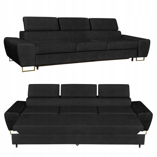 Sofa kanapa 3 os rozkładana z f. spania Bosso Family meble czarny welur - Family meble | Sklep ...
