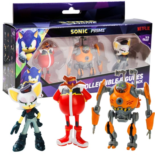 Sonic Prime Oryginalne Figurki Rebel Rouge + Eggforcer + Dr Eggman ...