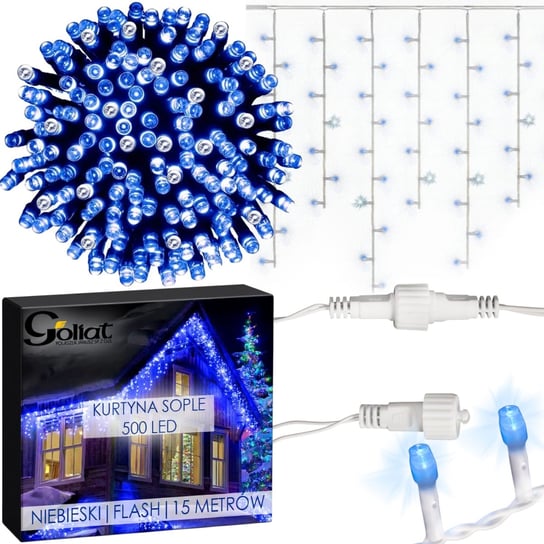 SOPLE 500 LED KURTYNA LAMPKI ZEWNĘTRZNE IP44 NIEBIESKA +FLASH ZIMNY ...