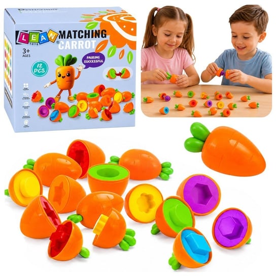 Sorter Edukacyjny Marchewki Dopasowywanie Kształtów Kolorów 12 Szt ...
