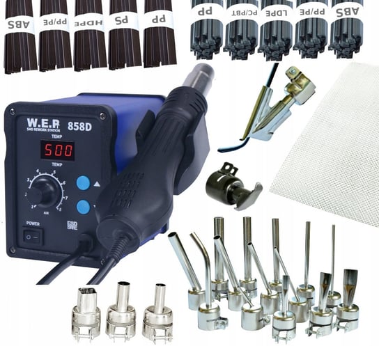 Spawarka do plastiku WEP 858D 20xdysza+BUT, żelazko, 1kg plastików ...