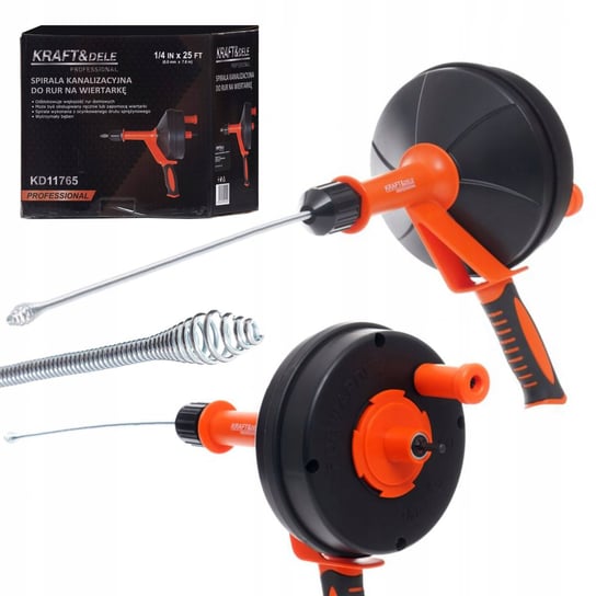 SPIRALA BĘBNOWA KANALIZACYJNA 6,0mm x 7,6 m DO UDRAŻNAINA RUR NA ...