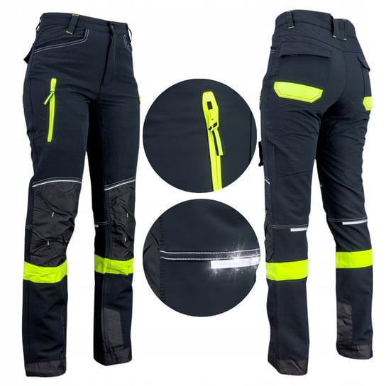 Spodnie robocze męskie ODBLASKOWE OSTRZEGAWCZE BHP Elastyczne SOFTSHELL 48 - Specto | Sklep ...