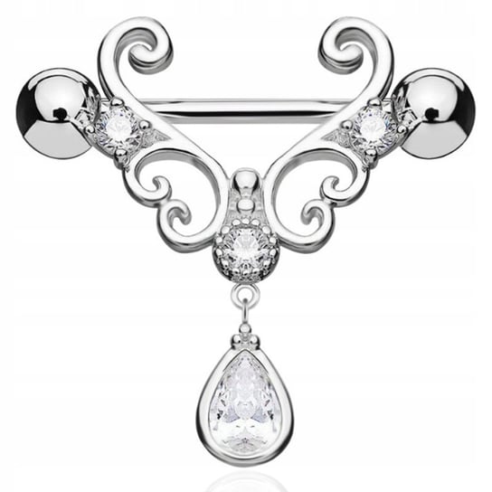 Srebrny Kolczyk do Sutka Wiszące Cyrkonie SS316L - Inna marka | Moda ...