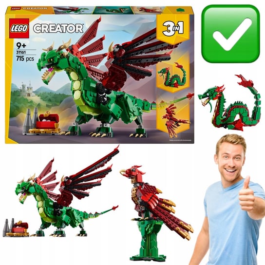 ŚREDNIOWIECZNY SMOK LEGO CREATOR 3w1 31161 NOWY ZESTAW PREZENT DLA ...