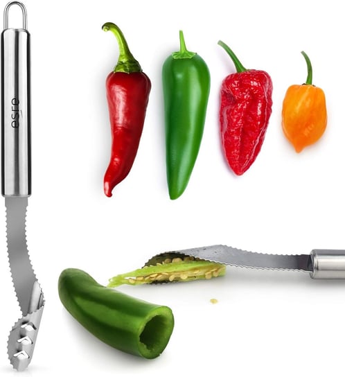 Stainless Steel Pepper Core Remover, Pepper Corer Tool Chili Deseeder ...