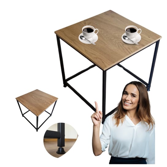 Stolik Kawowy w Stylu Loft Stół Ława Kwadratowy 45x45 Cm - Tadpol ...