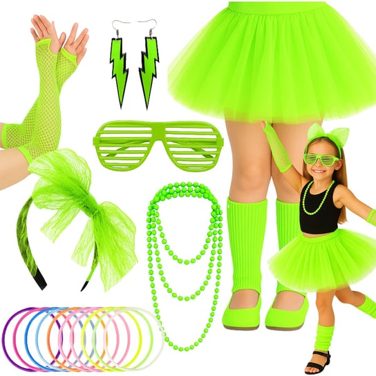 Strój Przebranie Spódnica Lata 80 90 Italo Disco Retro Neon 110 122 134 ...