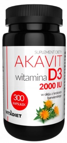 Suplement diety, Akavit, Witamina D3 2000 Vitadiet, 300 Kaps. | Sklep ...