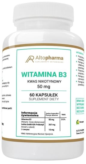 Suplement diety, AltoPharma, Witamina B3 50mg Niacyna (PP), 60 kaps ...