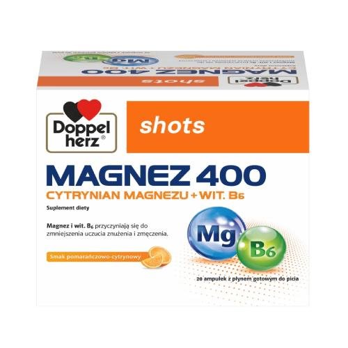 Suplement diety, Doppelherz Shots Magnez 400, 20amp. | Sklep EMPIK.COM