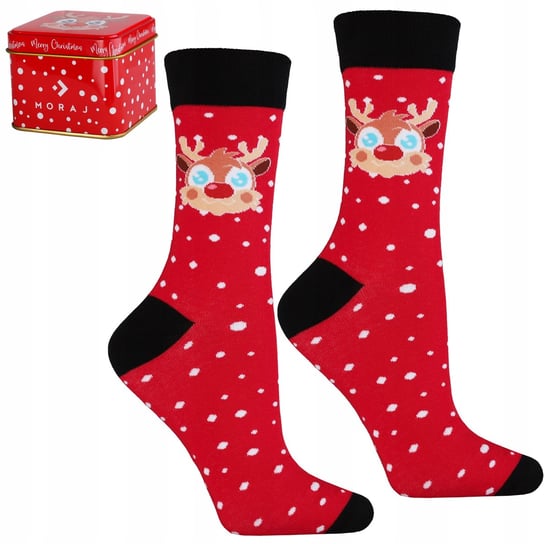Świąteczne Skarpety Puszka Skarpetki PREZENT NA ŚWIĘTA Renifery MORAJ 38-43 - Moraj | Moda Sklep ...