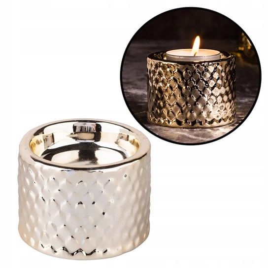 Świecznik porcelanowy złoty na tealight podgrzewacz Altom Design ozdoba ...