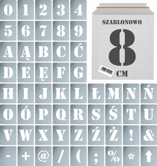 Szablony malarskie wielorazowe Litery Cyfry 8 cm komplet 56szt ...