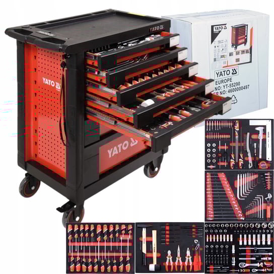 Szafka serwisowa na kółkac YATO YT-55290, + narzędzia, 211 szt., 98x77x46,2 cm - Yato | Sklep ...