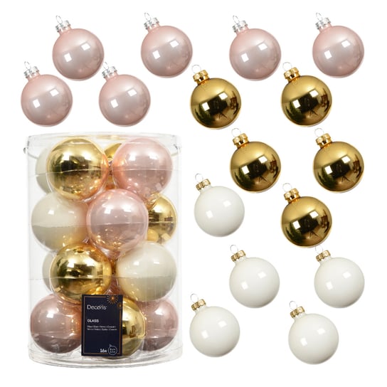 Szklane Duże Bombki Choinkowe Gładkie Różowe Złote Białe 8 cm 16 szt. - Kaemingk | Sklep EMPIK.COM