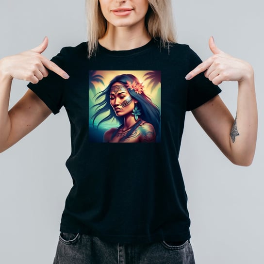 T-Shirt koszulka damska z nadrukiem INDIANKA art czarna rozmiar S - Inna marka | Moda Sklep ...