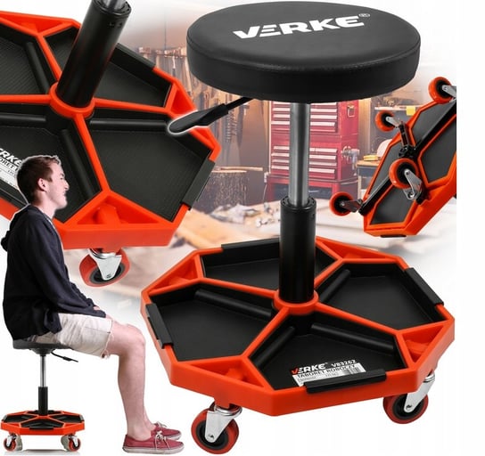 TABORET WARSZTATOWY OBROTOWY STOŁEK SIEDZISKO OKTAGON 135 KG - Verke ...