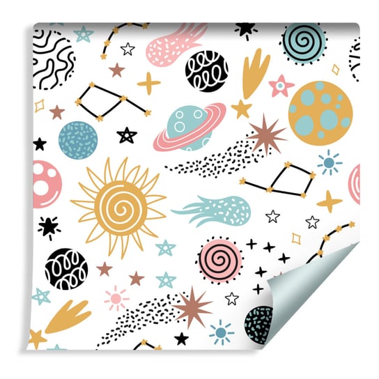 Tapeta Dla Dzieci - Kolorowe Gwiazdy I Planety W Stylu Skandynawskim /216934526 - Muralo | Sklep ...
