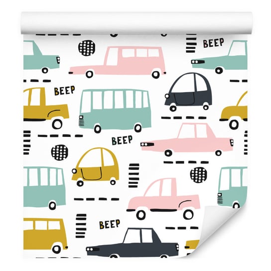 Tapeta Do Pokoju Dziecka Pastelowe Samochody Auta - Muralo | Sklep ...