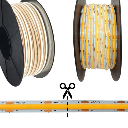 Taśma LED COB 12V 10W/m 1000lm/m 4000K barwa neutralna 480LED/m IP20 ...